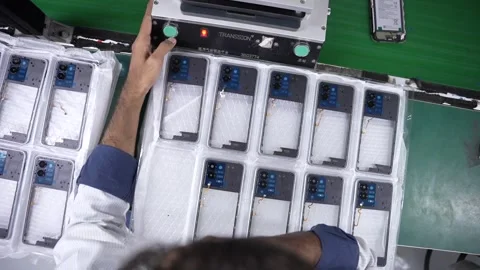 Android smartphone Production assembly l... | Stock Video | Pond5
