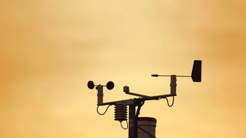 Anemometer on sky background, wind speed... | Stock Video | Pond5