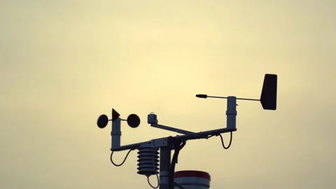 Anemometer on sky background, wind speed... | Stock Video | Pond5