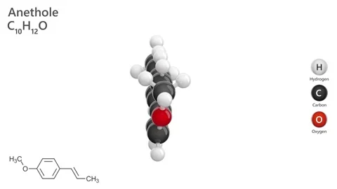 Anethole. Antioxidant. 3D model. C10H12O... | Stock Video | Pond5