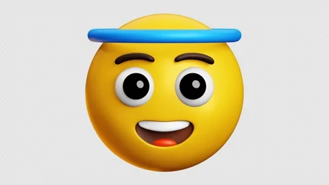 angel face with open eye emoji, 3d emoti... | Stock Video | Pond5