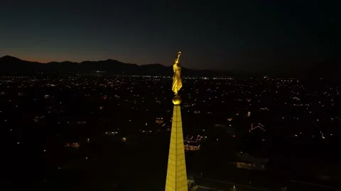 Angel Moroni Gold Statue atop LDS Mormon... | Stock Video | Pond5