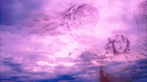angel statue with heavenly clouds moving... | Stock Video | Pond5