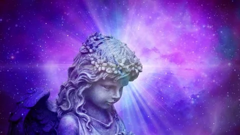 angel statue with mystical rays of light | Stock Video | Pond5