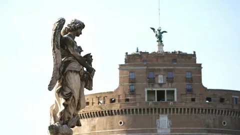 Angel statue on St. Angelo bridge to Cas... | Stock Video | Pond5