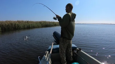 Angler catches the little pike fish | Stock Video | Pond5