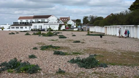Angmering on Sea Beach House & beach hut... | Stock Video | Pond5