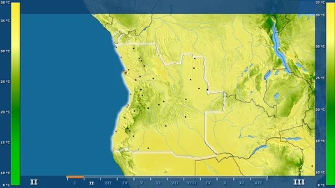 Angola - maximum temperature, borders an... | Stock Video | Pond5