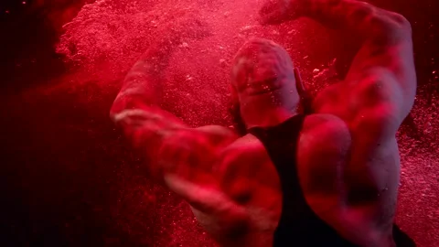 angry bodybuilder is diving in pool and ... | Stock Video | Pond5