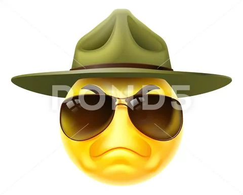 Angry Drill Sergeant Emoticon Cartoon Face: Royalty Free #152970918