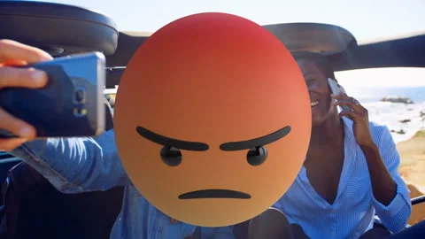 Angry emoji animation over people taking... | Stock Video | Pond5