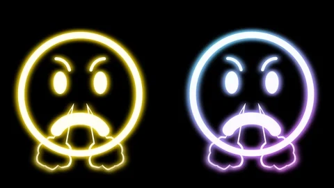 angry emoji in bright neon light on blac... | Stock Video | Pond5
