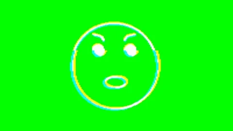 Angry emoticon with glitch effect on gre... | Stock Video | Pond5