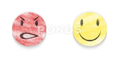 Angry emoticon, smiley face isolated on white background: Graphic ...