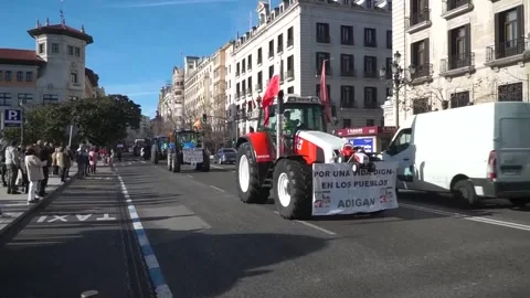 Angry farmers in tractors stage protest ... | Stock Video | Pond5