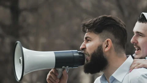 Angry football fans scream on street in ... | Stock Video | Pond5