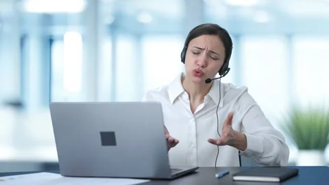 Angry Indian call center girl shouting o... | Stock Video | Pond5