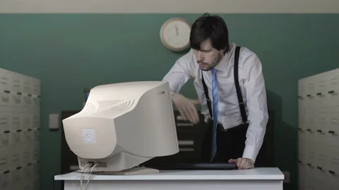 Businessman Destroying Computer Stock Footage ~ Royalty Free Stock ...