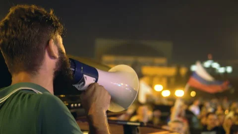 Angry man on revolution at night with me... | Stock Video | Pond5