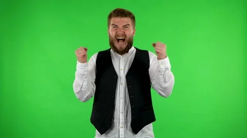 Angry man is very screaming. Green scree... | Stock Video | Pond5