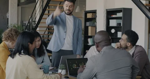 Angry manager yelling at employees gestu... | Stock Video | Pond5