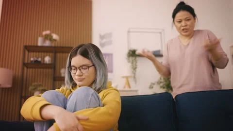 Angry mom scolding upset teen daughter c... | Stock Video | Pond5