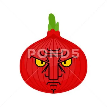 Angry onion isolated. evil vegetable. vector illustration Illustration ...