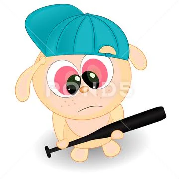 Angry rabbit with a baseball bat. cartoon vector illustration ...