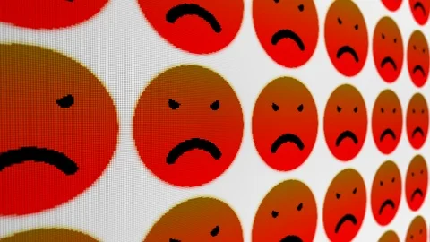 Angry sad smile icons pixel screen anima... | Stock Video | Pond5