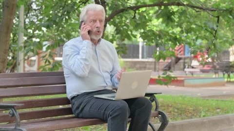 Angry Senior Old Man Talking on Phone Ou... | Stock Video | Pond5