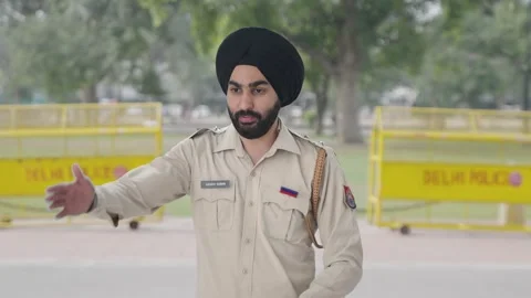 Angry Sikh Indian police man talking | Stock Video | Pond5