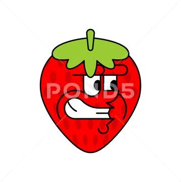 Angry strawberry. Evil berry isolated. fruit Vector illustration ...