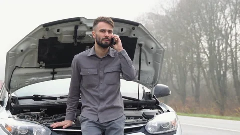 Angry turkish man stand front a broken c... | Stock Video | Pond5