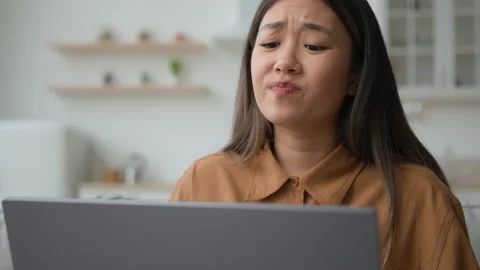 Angry upset Asian japanese woman girl ho... | Stock Video | Pond5