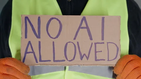 Angry worker protesting against AI repla... | Stock Video | Pond5