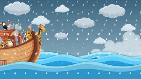 Animals on Noah's Ark Weathering the Sto... | Stock Video | Pond5