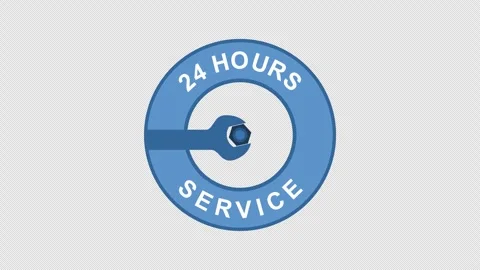 animated 24 hours service icon on alpha ... | Stock Video | Pond5