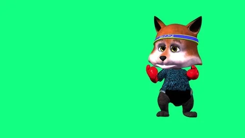 animated 3d cartoon foxy with boxing glo... | Stock Video | Pond5