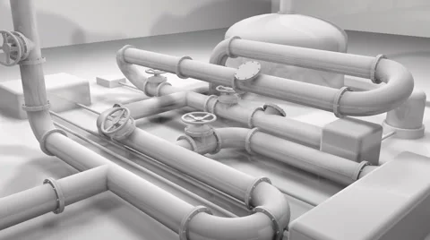 Animated 3D glossy white pipes structure | Stock Video | Pond5