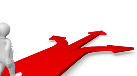 Animated 3D man walking on arrows | Stock Video | Pond5