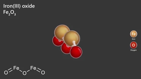 Animated 3d model of Fe2o3 iron (III) ox... | Stock Video | Pond5