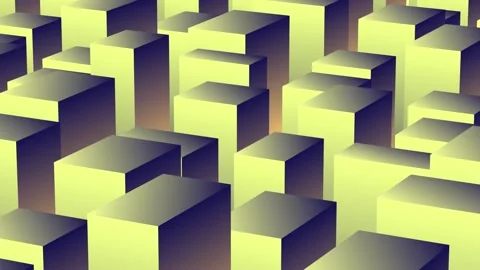 Animated 3D rotating yellow color cubes ... | Stock Video | Pond5