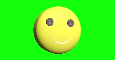 Animated 3D Smiley Face emoji on Green S... | Stock Video | Pond5