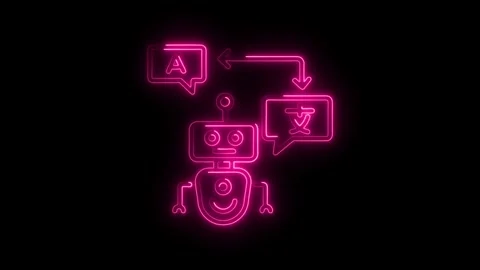 Animated ai translation robot with neon ... | Stock Video | Pond5