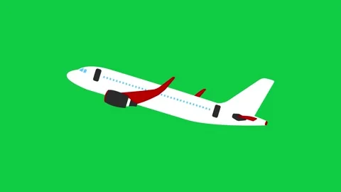 Animated airplane flying on a green scre... | Stock Video | Pond5