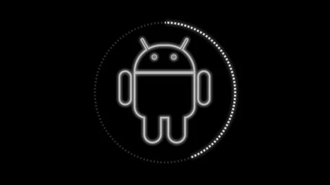 Animated android logo glowing on a dark ... | Stock Video | Pond5