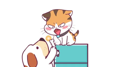 Animated Angry Cat with Dog - Green Scre... | Stock Video | Pond5