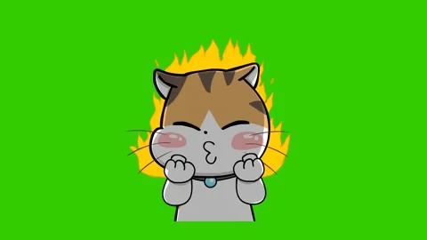 Animated Angry Cat on Fire with Green Sc... | Stock Video | Pond5