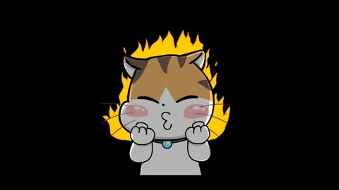 Animated Angry Cat on Fire with Transpar... | Stock Video | Pond5