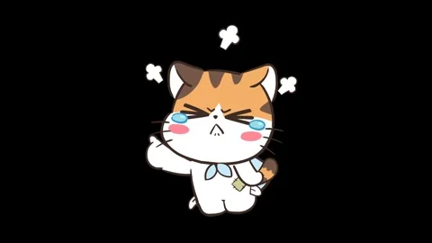 Animated Angry Crying Cat with Transpare... | Stock Video | Pond5